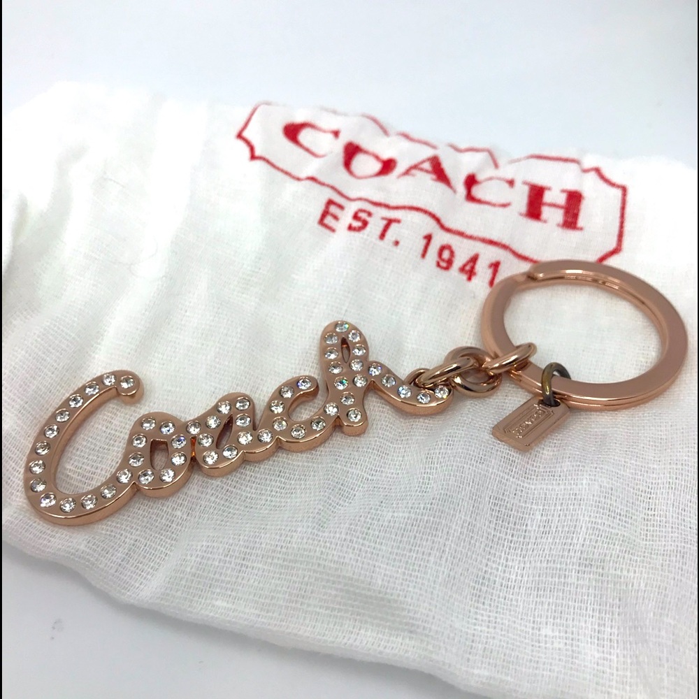 Coach Bedazzled Script Key Ring - Gem